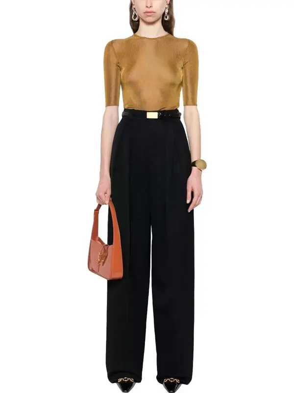 Saint Laurent Pleated Wide-leg Trousers - Black