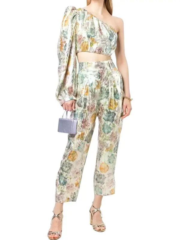 HAYLEY MENZIES Shimmering Bonita Silk Jacquard Tailored Trousers - Multicolour