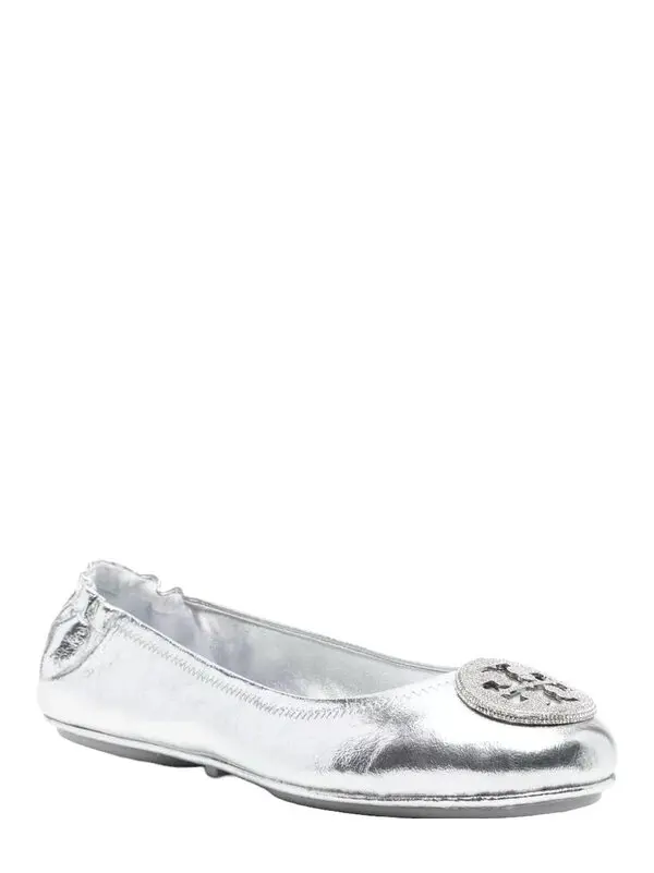 Tory Burch Minnie Travel Ballet Flats - Silver