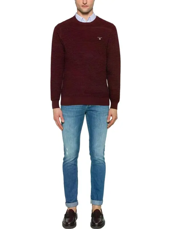 Gant Textured Cotton Sweater - Red