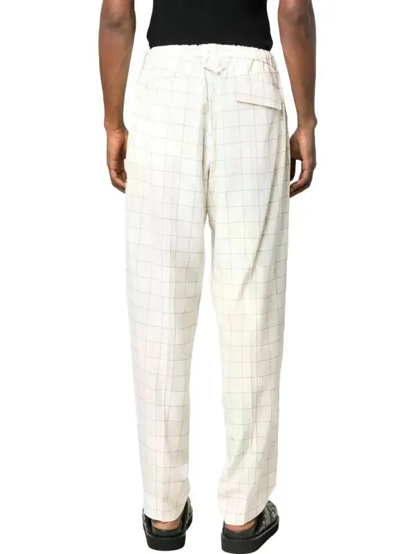 Undercover Windowpane Print Wide-leg Trousers - Neutrals