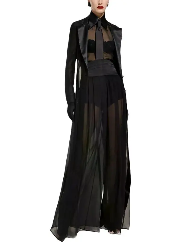 Dolce & Gabbana Wide-leg Stretch-silk Trousers - Black