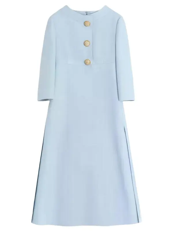 Valentino Garavani Crepe Couture Midi Dress With Jewel Button Detail - Blue