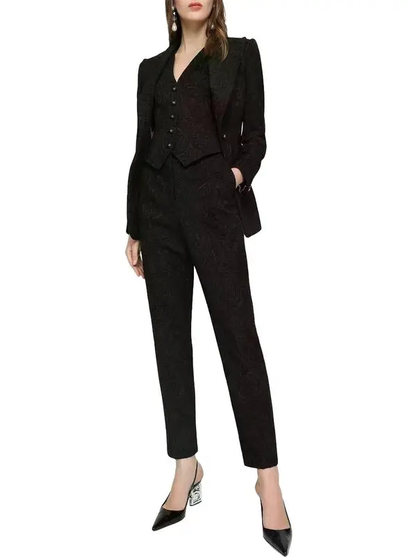 Dolce & Gabbana High-waisted Jacquard Trousers - Black