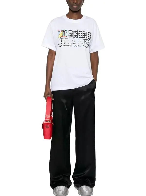 Moschino Satin Finish Wide-leg Trousers - Black