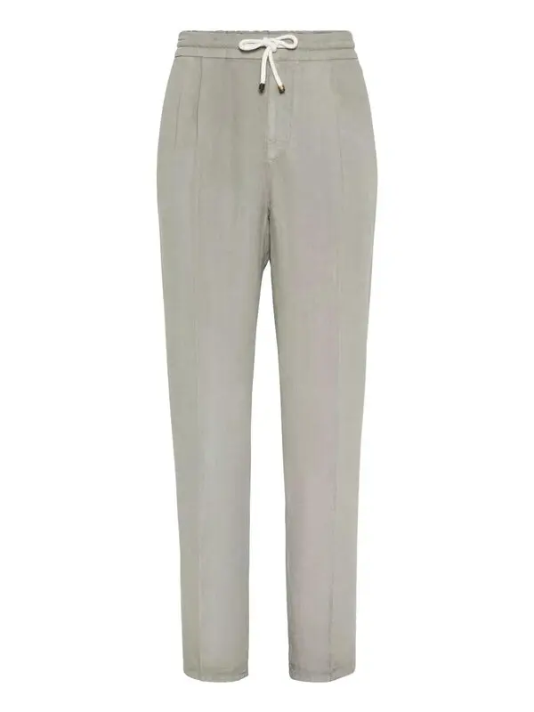 Brunello Cucinelli Drawstring-waistband Tapered Trousers - Grey