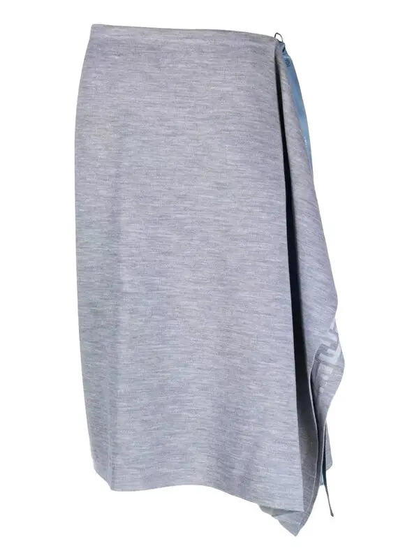 Fendi Asymmetric Knitted Wrap Skirt - Grey