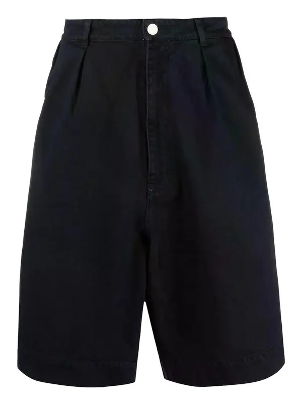 Raf Simons Pleated Cotton Bermuda Shorts - Blue