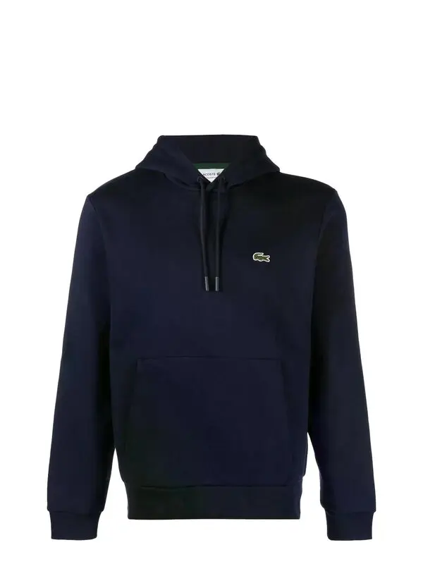 Lacoste Logo Patch Fleece Hoodie - Blue