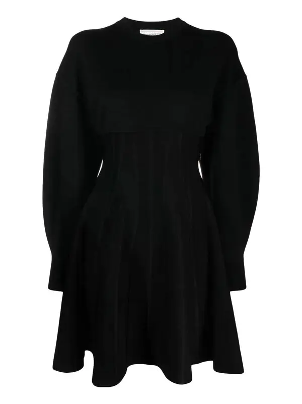 Alexander McQueen Wool-blend Flared Minidress - Black