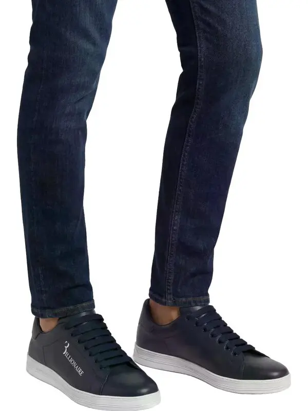 BILLIONAIRE Calf Leather Low-top Sneakers - Blue
