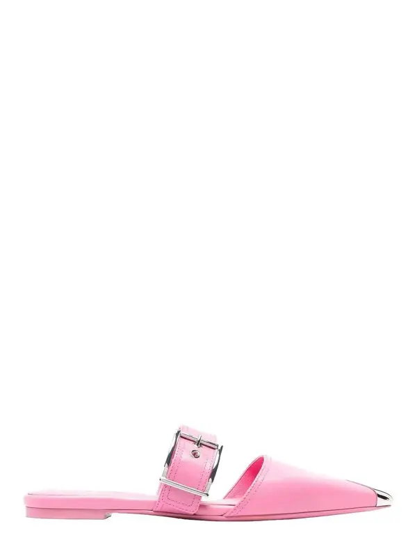 Alexander McQueen Buckled Leather Mules - Pink