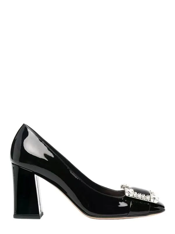 SERGIO ROSSI Embellished Patent Pumps - Black