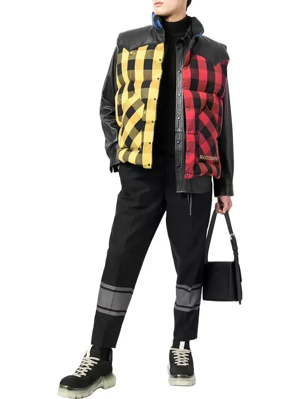 MASTERMIND WORLD Padded Check-print Gilet - Red