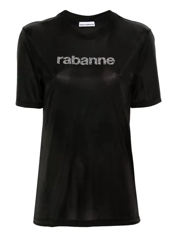 Rabanne Logo Embellished T-shirt - Black