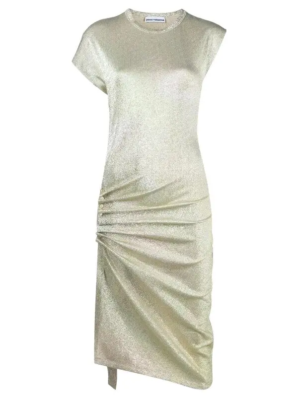 Rabanne Side Gathered-detail Midi Dress - Gold