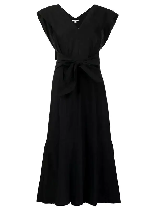 Vince V-neck Sleeveless Midi Dress - Black