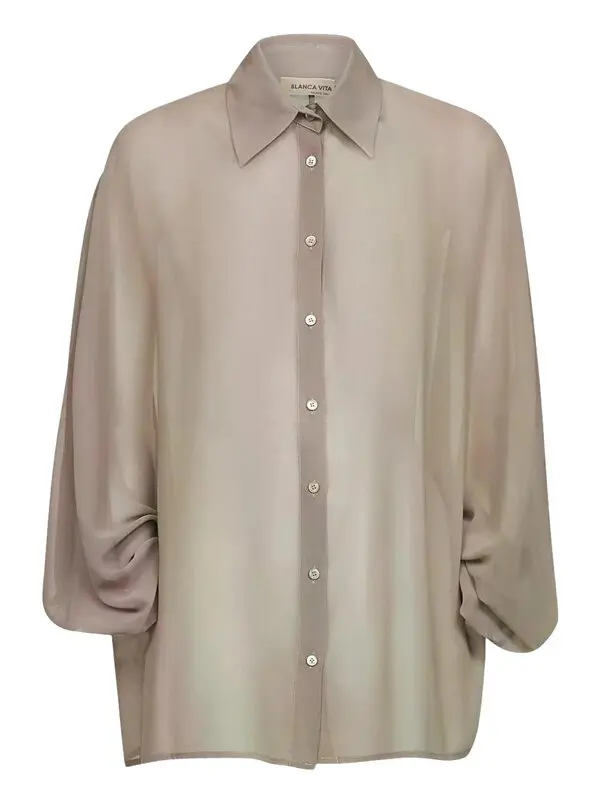 BLANCA VITA Beige Satin Shirt - Neutrals