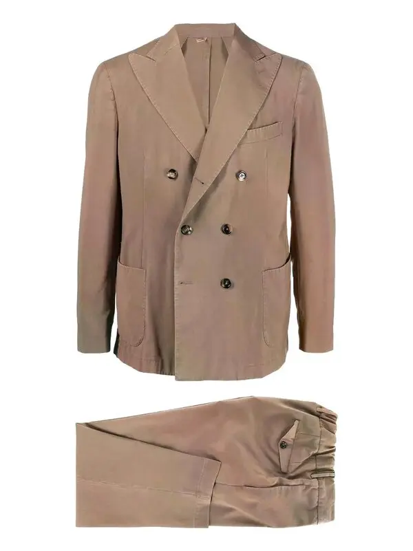 DELL'OGLIO Double-breasted Wool Suit - Neutrals