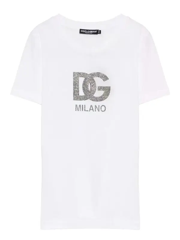 Dolce & Gabbana Dg Milano Glitter Print T-shirt - White