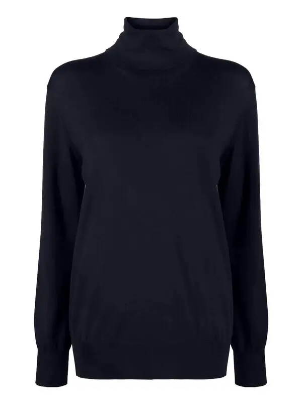 JIL SANDER Roll Neck Wool Jumper - Blue