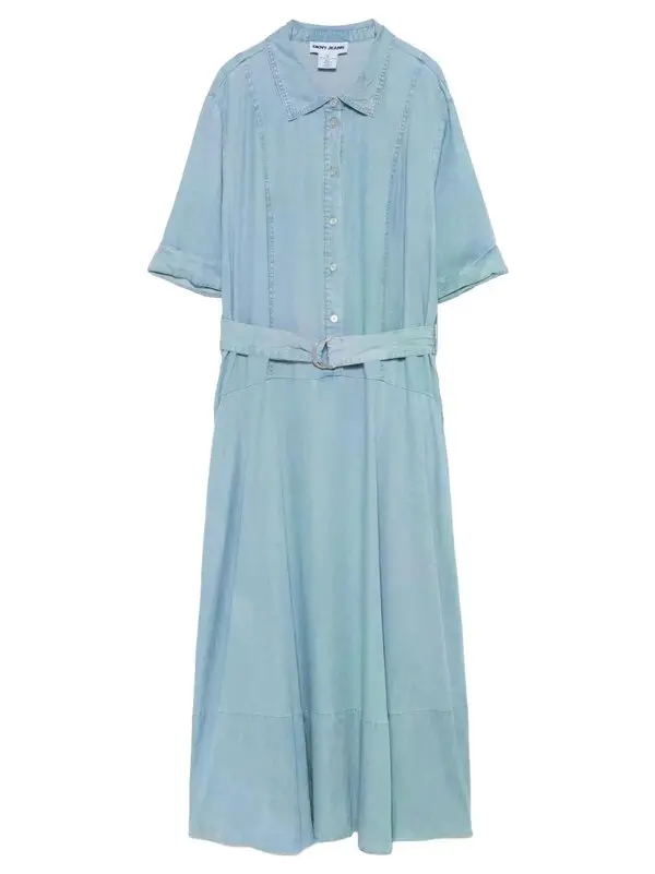 Dkny Dropped-waist Midi Dress With Belted Waist - Blue
