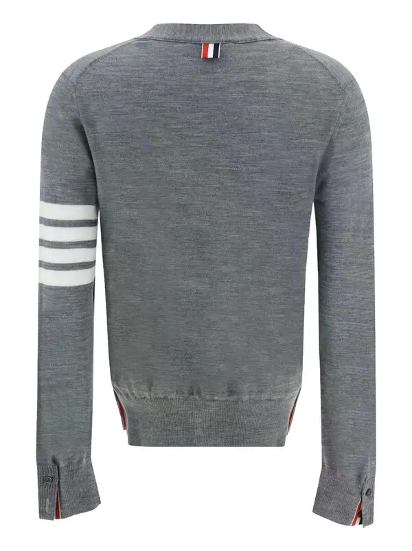 Thom Browne Four-bar Wool Cardigan - Grey
