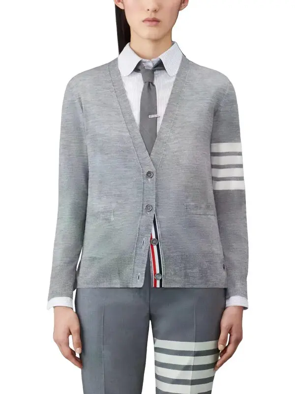 Thom Browne Four-bar Wool Cardigan - Grey