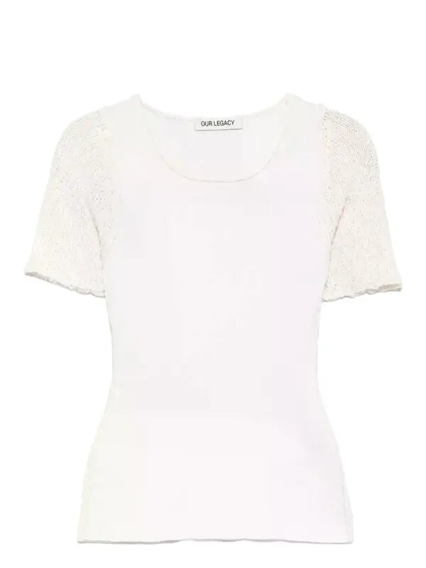 Our Legacy Off-white Round Neck Short Sleeve Top - Neutrals