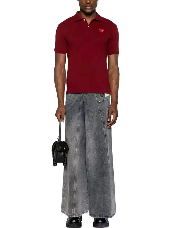 Play Comme Des Garcon Heart-patch Cotton Polo Shirt - Red