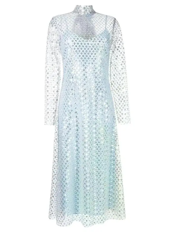 MACGRAW Embellished Sequined Midi Dress - Silver