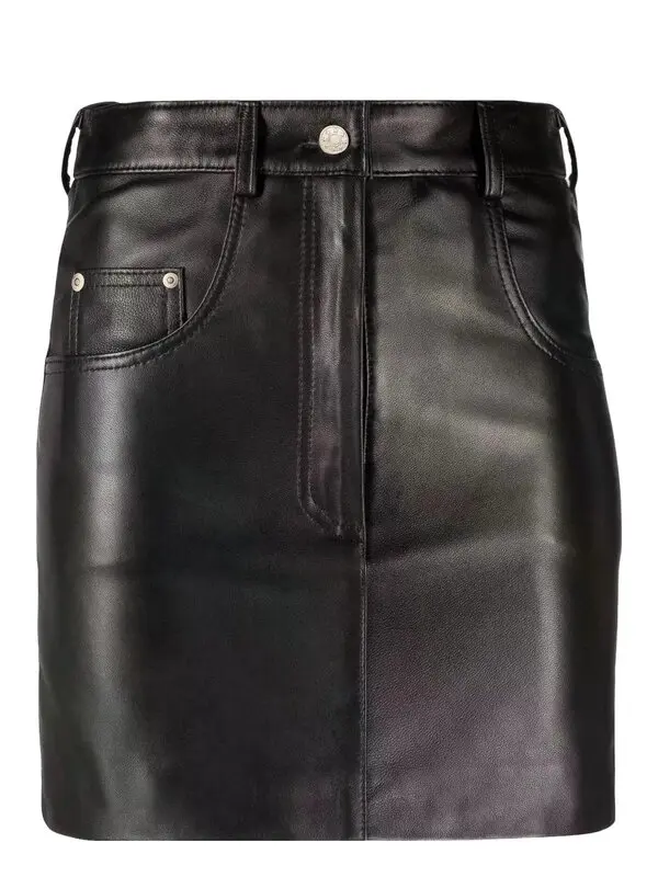 MANOKHI Five-pocket Leather Mini Skirt - Black