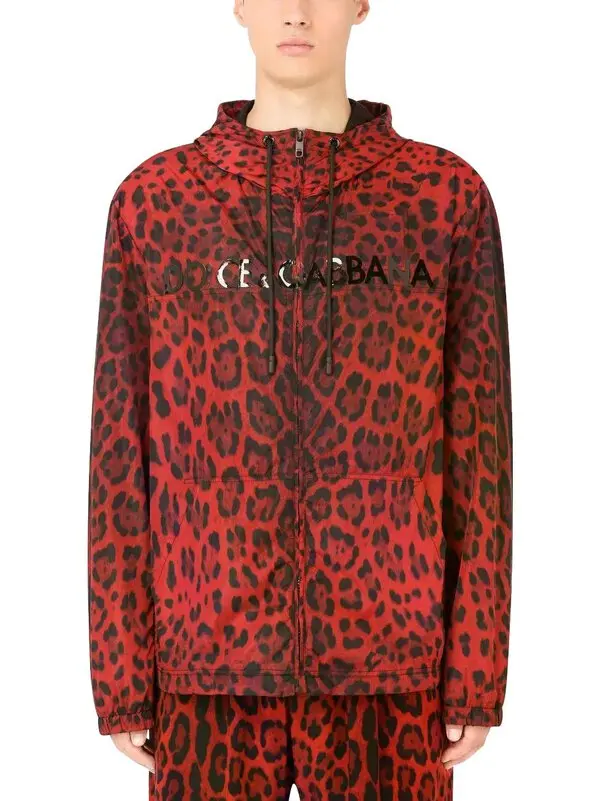 Dolce & Gabbana Leopard-print Hooded Jacket - Red