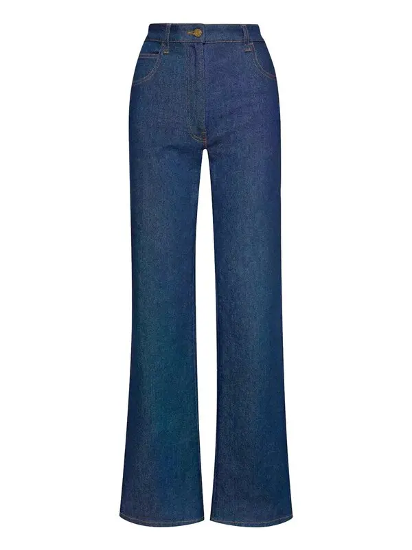 Oscar De La Renta High-rise Straight-leg Jeans - Blue