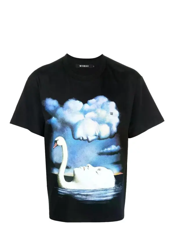 MISBHV Graphic Print Crew-neck T-shirt - Black