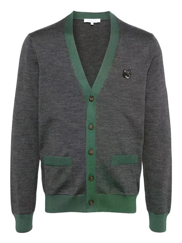 Maison Kitsuné Bold Fox Head Patch Cardigan - Grey