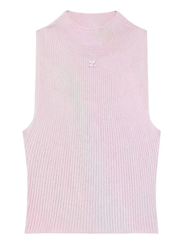 COURREGES Ribbed Mock Neck Tank Top - Pink