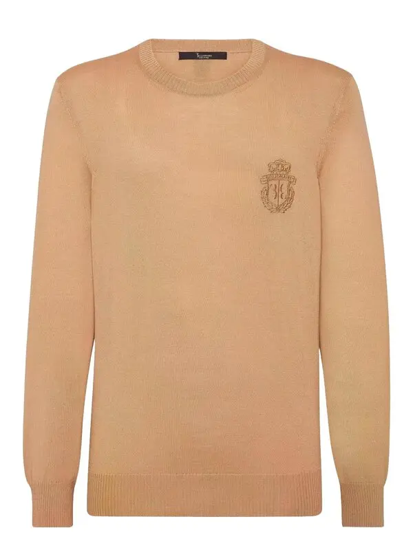 BILLIONAIRE Embroidered Logo Wool Jumper - Neutrals