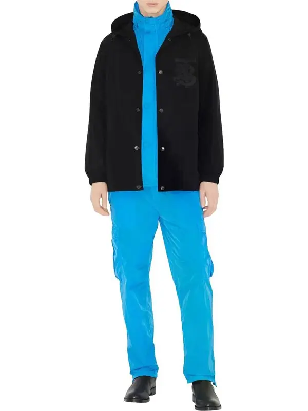 Burberry Hooded Jacket With Logo Print - Black