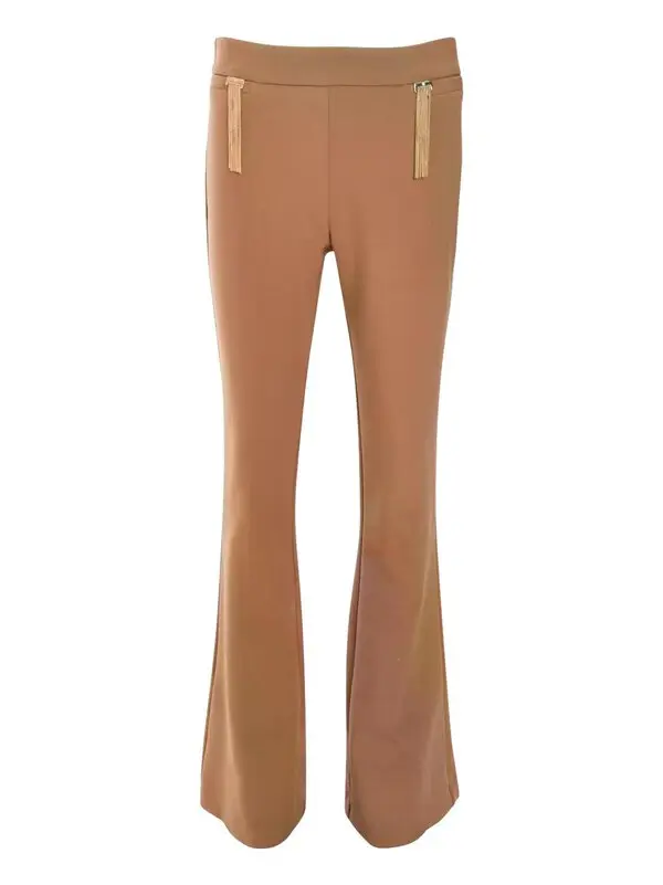 SIMONA CORSELLINI Flared Trousers With Tassel Detail - Neutrals