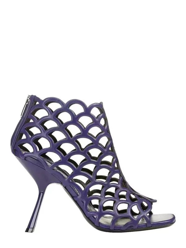SERGIO ROSSI Leather Cage Sandals - Blue