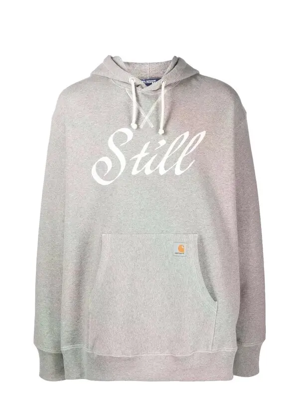 Junya Watanabe Slogan-print Cotton Hoodie - Grey