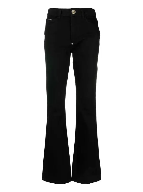 Philipp Plein High-waisted Skull Print Flare Jeans - Black