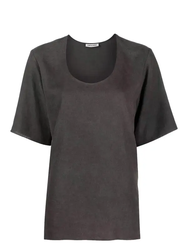 LOW CLASSIC Scoop Neck Short Sleeve T-shirt - Grey