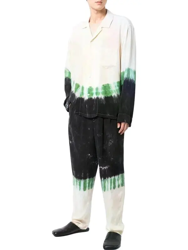 TOGA VIRILIS Tie-dye Print Straight-leg Trousers - Black