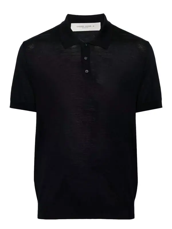 GOLDEN GOOSE Giotto Knitted Polo Shirt - Blue