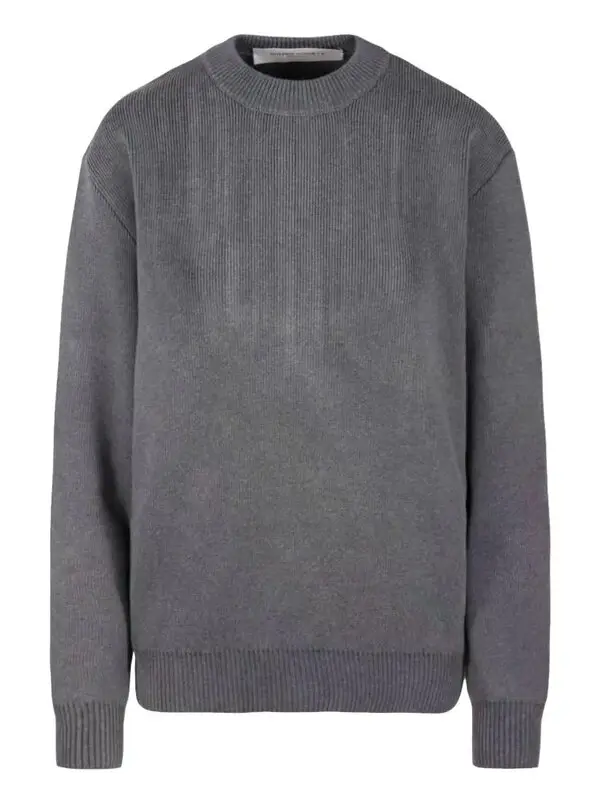 GOLDEN GOOSE Round Neck Sweater With Rear Logo Print - Grey
