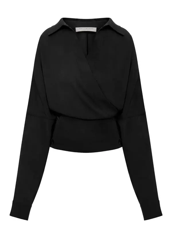 Philosophy Di Lorenzo Serafini Panelled V-neck Blouse - Black