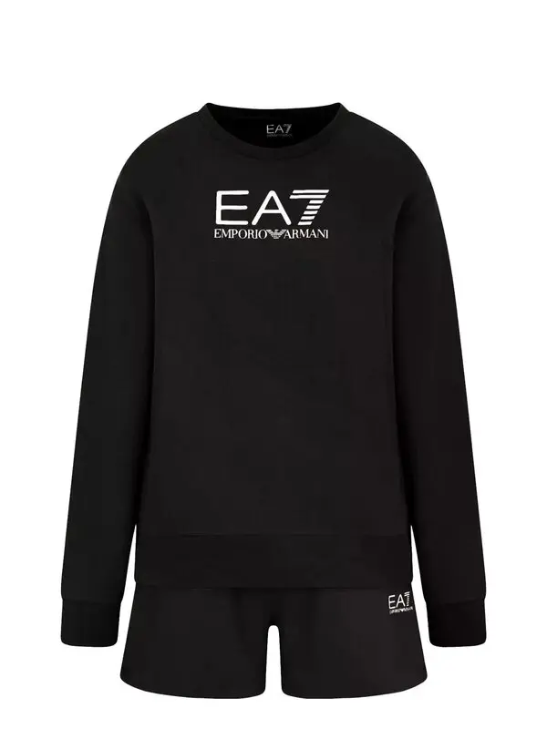 EA7 Logo-print Track Shorts - Black