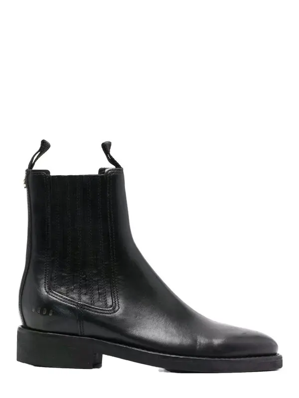 GOLDEN GOOSE Logo Charm Leather Boots - Black